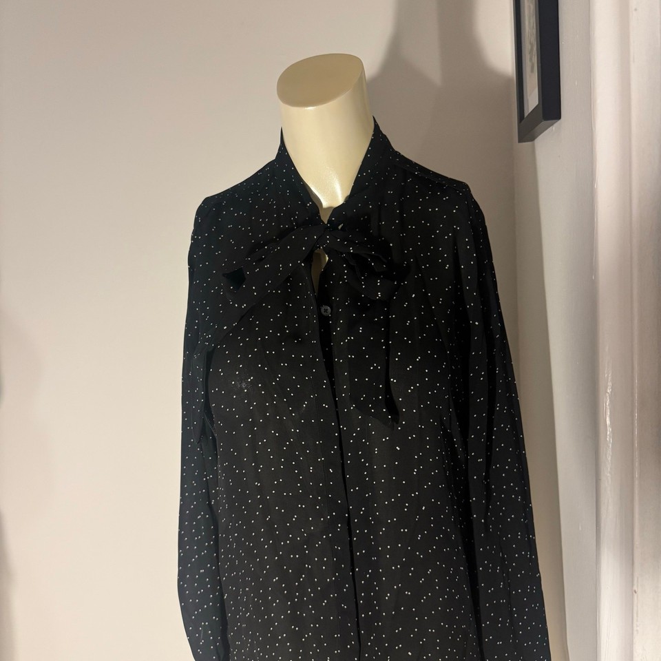 Banana Republic Size Small Women Tie Front Black & White Polkadots ...