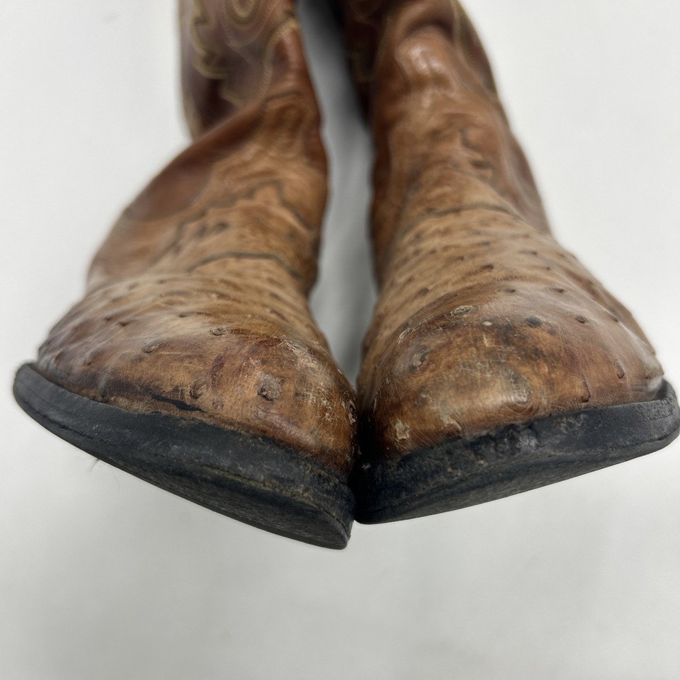 VINTAGE Lucchese 1883 Quill Ostrich boots pecan brown Men’s Size 9.5D ...