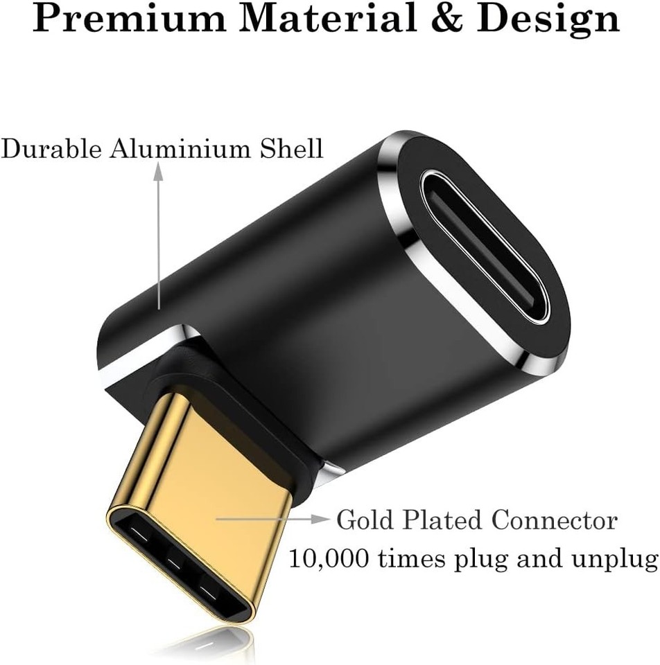 USB C 90 Degree Adapter, Right Angle L Shape USB Type C Male to Female ...