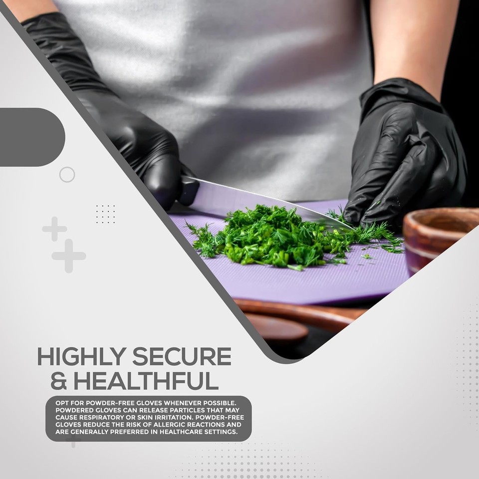 Black Nitrile Powder Latex Free Strong Medical Disposable Gloves Large ...