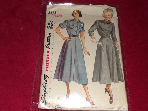 🌺 1948 SIMPLICITY #2573-LADIES (POST WWII ERA) DRESS PATTERN HARD TO ...