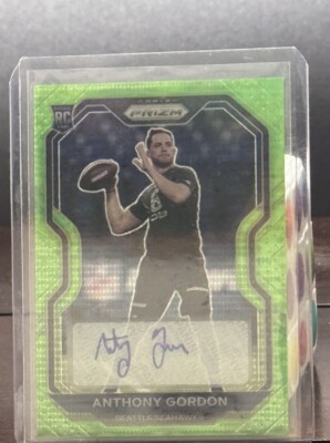 2020 Anthony Gordon Rookie Auto Panini NFL Prizm Neon Green Pulsar #391 ...