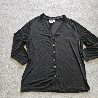 Slinky Brand Cardigan Top Womens 1X Black Long Sleeve Stretchy Slinky ...