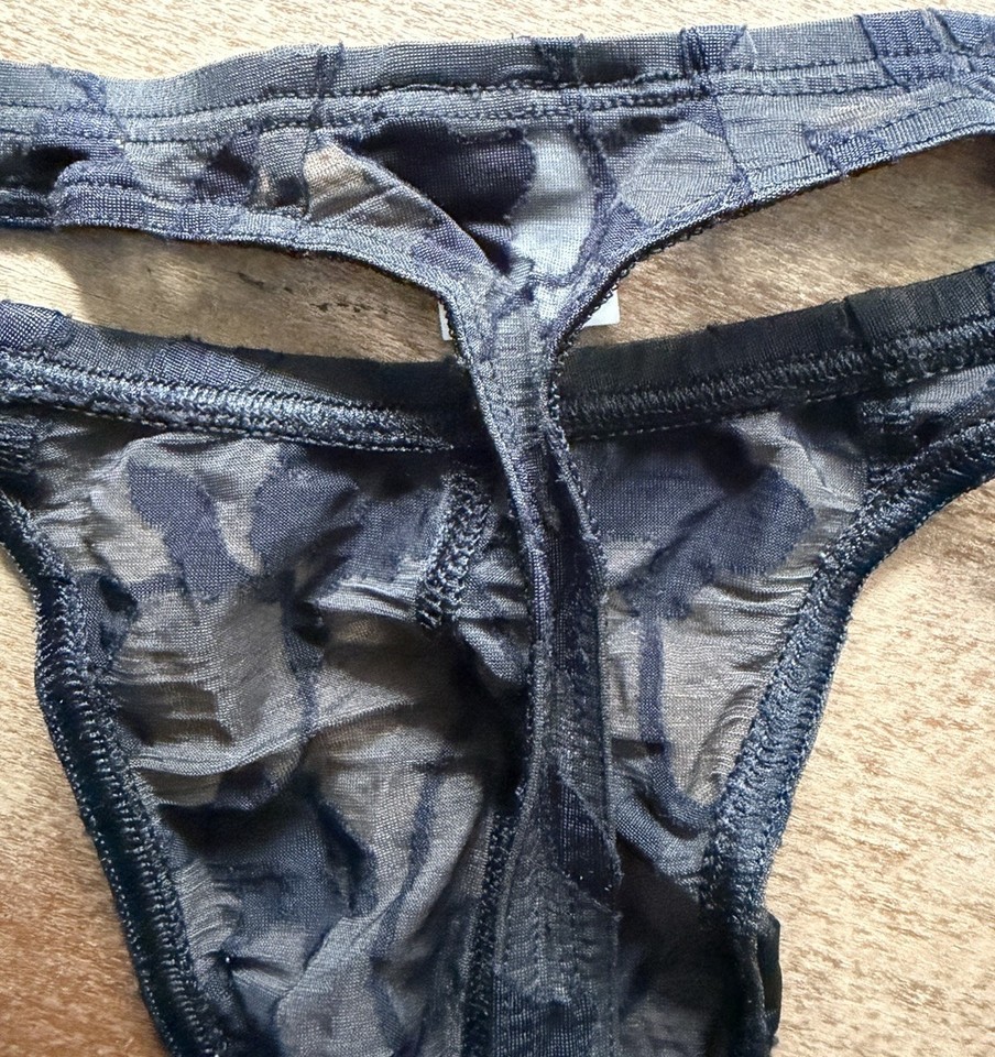 Manstore Tanga Spitze Blumen Transparent Durchsichtig Schwarz M | eBay.de