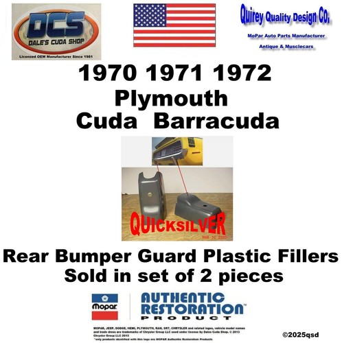 1970 71 72 Barracuda Cuda Rear Bumper Guard Black Filler Inserts ...