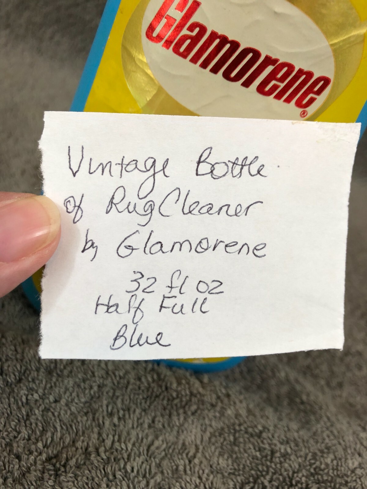Vintage Bottle of Glamorene for All Rugs and Carpets 32 fl. oz. Half ...