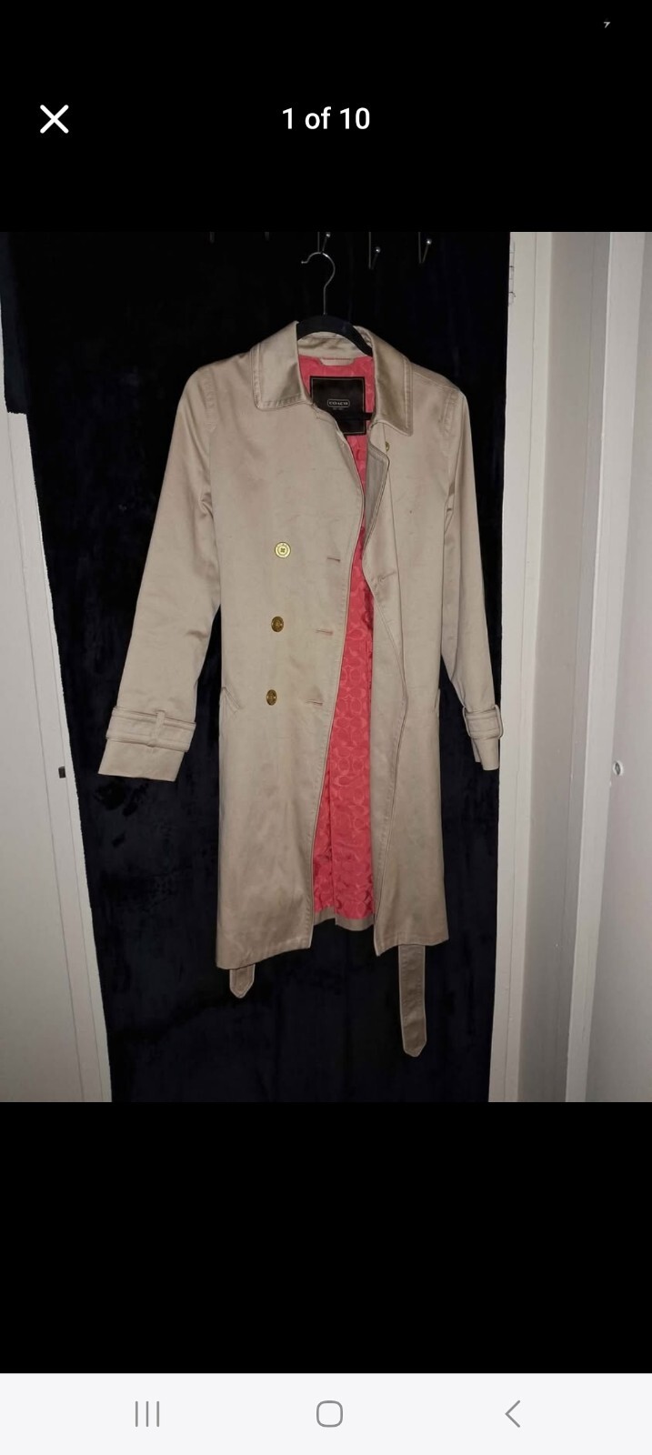Coach Button Down Beige Trench Coat - Gem