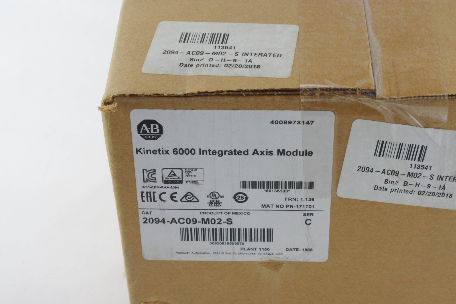 2018 Allen Bradley 2094-AC09-M02-S Ser C Kinetix 6000 Axis Module ...