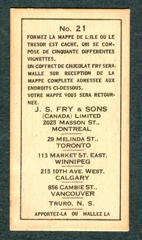 1926 Treasure Island Map Card Rare FRENCH Back V41 Pirate Map Frys ...