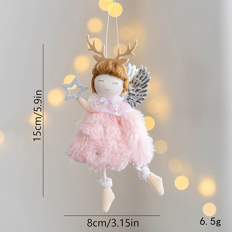 Cute Plush Antler Angel Girl Pendant Christmas Tree Pendant Decoration ...