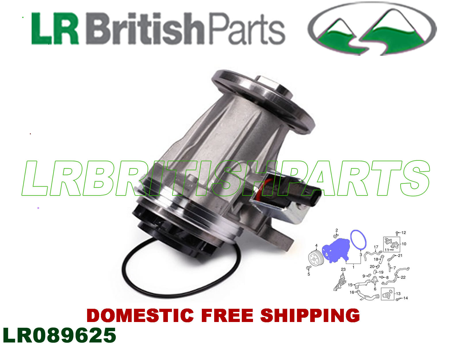 LAND ROVER WATER PUMP 3.0L TURBO RANGE ROVER LR4 SPORT VELAR LR089625 ...