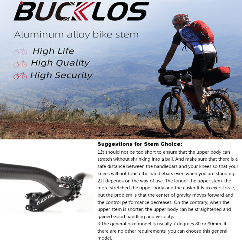 BUCKLOS Handlebar Stem Aluminum Bicycle Stem 7/17/22° for MTB Road Bike ...