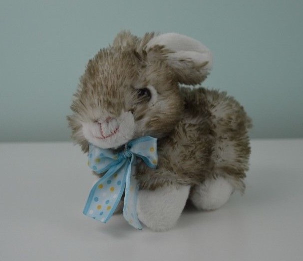 Hugfun Bunny Rabbit Plush Stuffed Animal Toy White Brown Blue Polka Dot ...