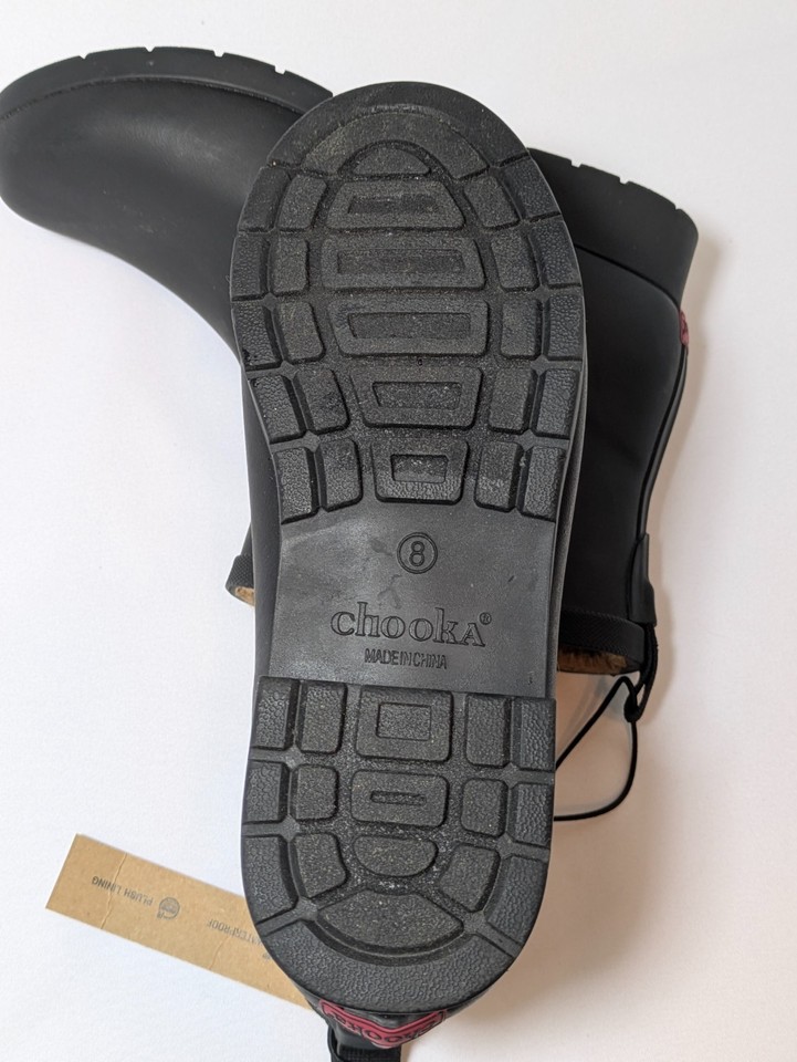 Chooka Classic Chelsea Boots Women's Black Rain Waterproof Faux Fur ...