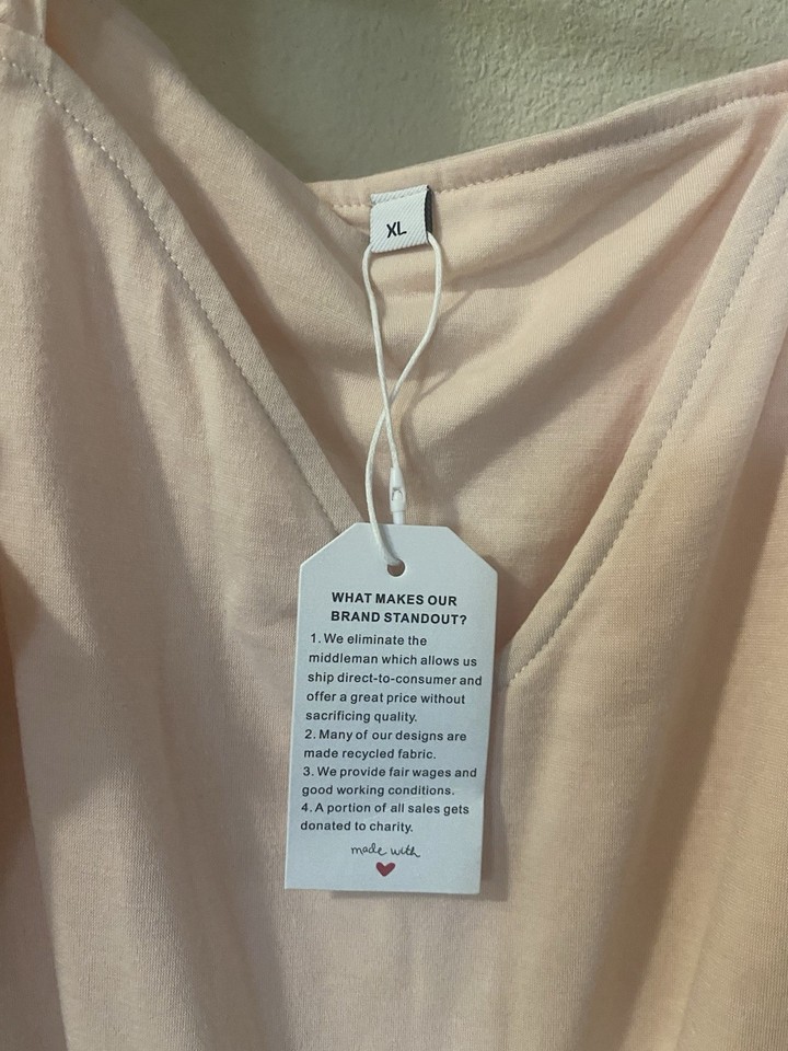 Ladies Maxi Dress, Peach/Brown, Off Shoulder Straps, XL, Split On Left ...