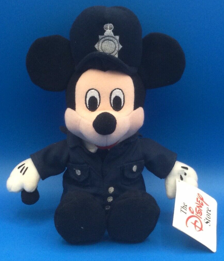 DISNEY STORE Policeman Mickey Mouse UK Bean Bag Plush NEW Fast Free ...