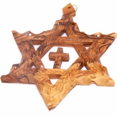 Extra Large Messianic Star of David with Cross Olive Wood with ...