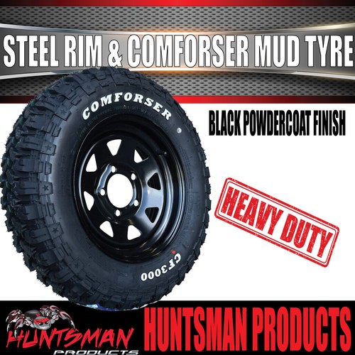 13x4.5 HT Holden Black Trailer Steel Wheel Rim & 165/80R13 LT Comforser ...