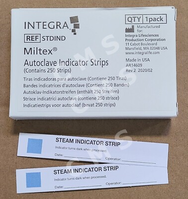 INTEGRA MILTEX STDIND Steam Autoclave Indicator Sterilizer Test Strips ...