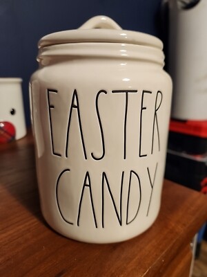 Rae Dunn Easter candy ceramic canister container sealed lid EUC spring ...