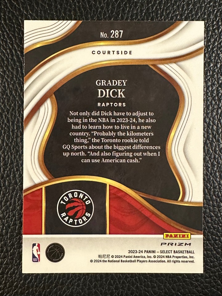 2023 Panini Select Tiger Prizm Courtside #287 Gradey Dick RC SP Case ...