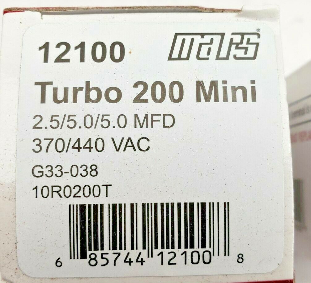 (2 PACK) 12100 MARS TURBO® 200 Mini Universal 2.5 - 12.5 Mfd Motor Run ...