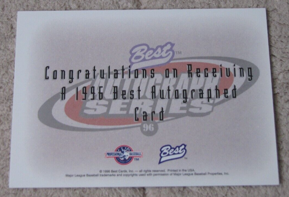 1996 Best Autographs #48 Tony Mounce Auto River Bandits | eBay