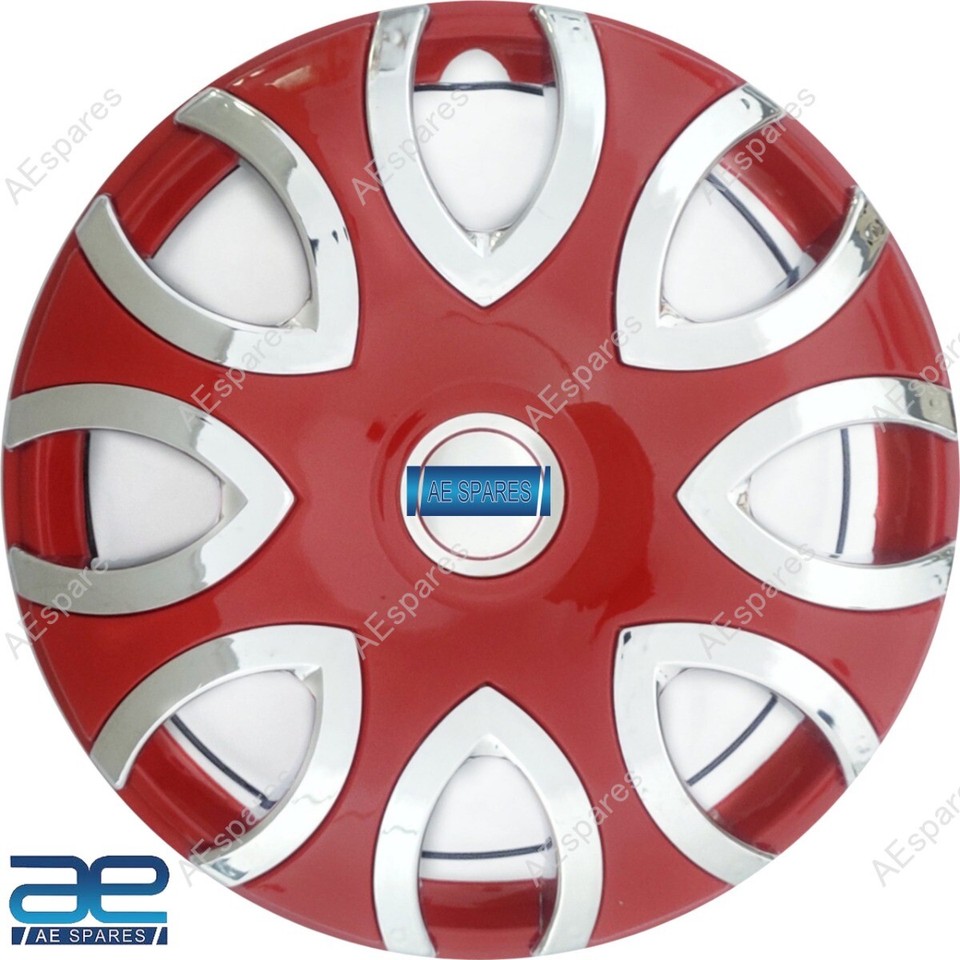 4 Pcs New Wheel Hub Caps Cover Plastic Chrome Red 12-13" For Cars ...