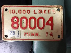 Original 1974 Minnesota Motorcycle License Plate 80004 10,000 Lakes ...
