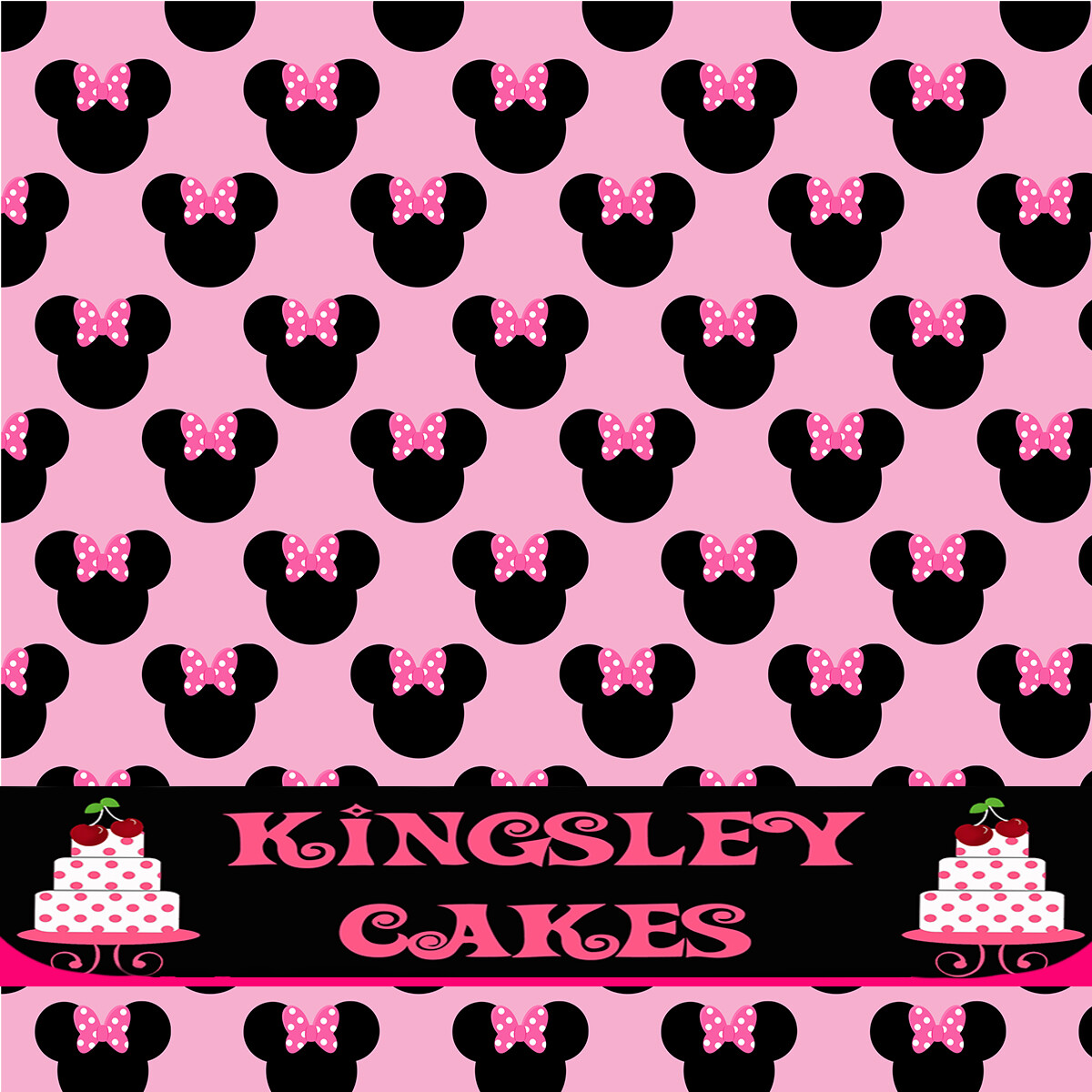 EDIBLE ICING PINK BACKGROUND SHEET MINNIE MOUSE PATTERN CAKE TOPPER ...