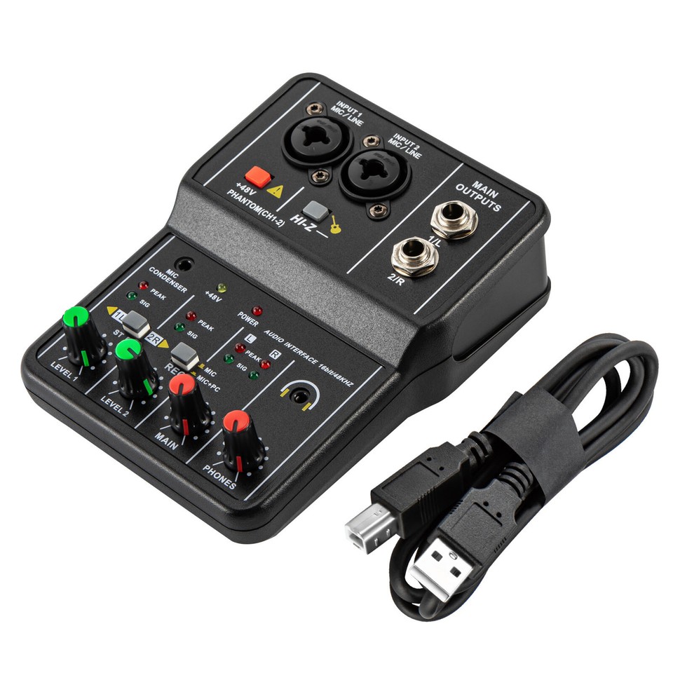 4/2 Channel Mini Audio Mixer Bluetooth USB DJ Console + Sound Card ...