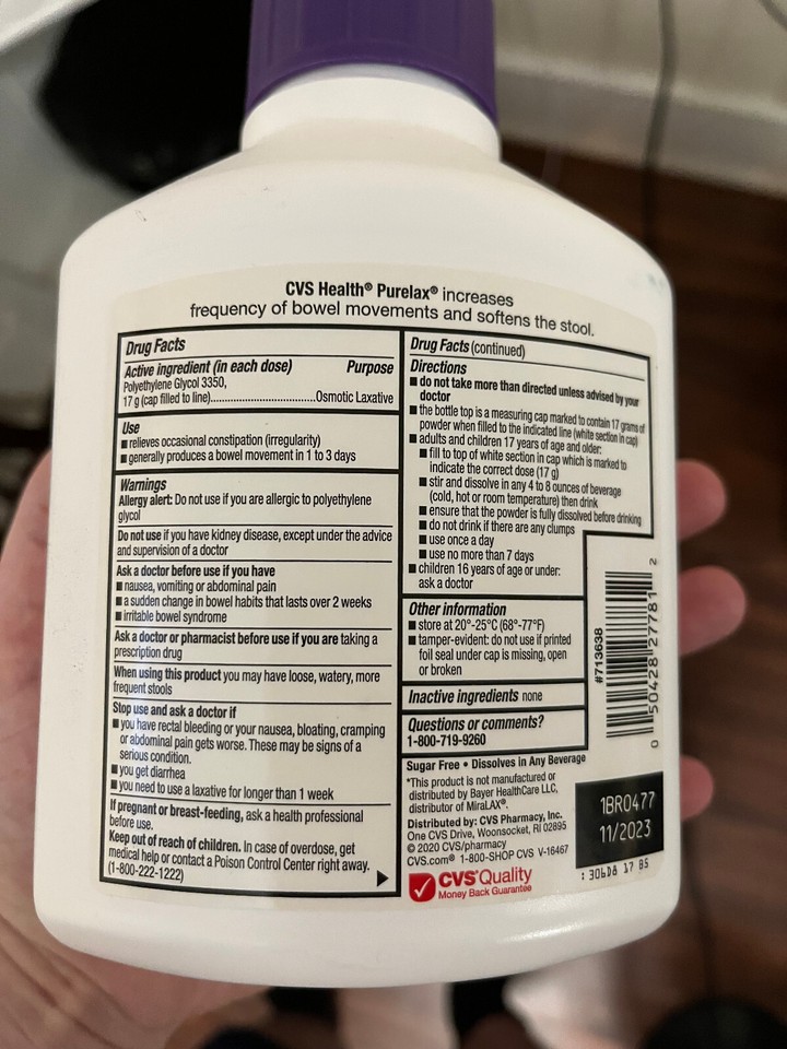 purelax polyethylene glycol 3350 30 once daily doses | eBay