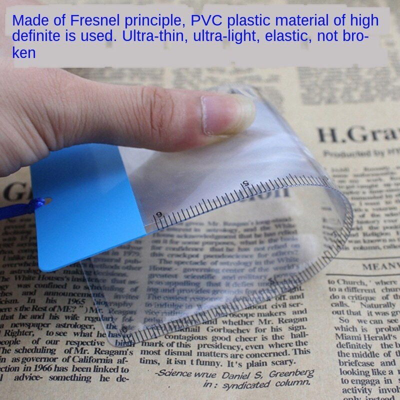Portable Handheld Magnifying Glass Card PVC 3X Bookmark Ruler Fresnel ...