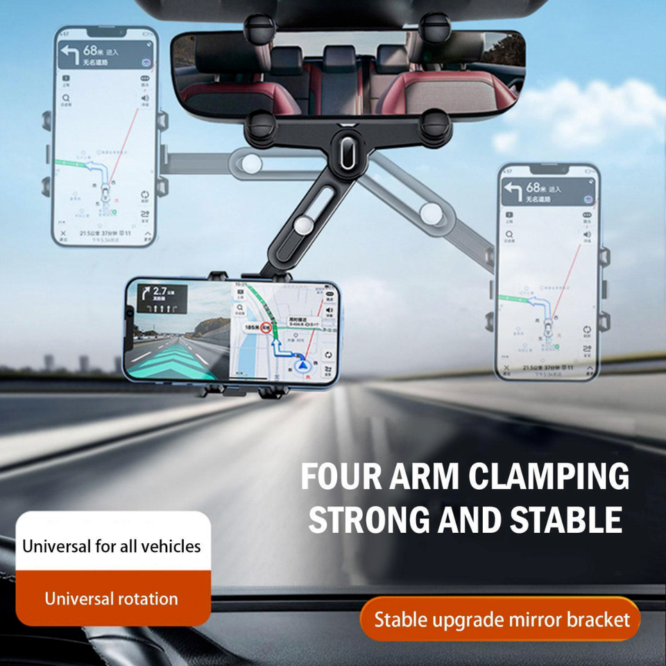 360°Car Rearview Mirror Holder Stand For-Mobile Cell Smart Phone GPS ...
