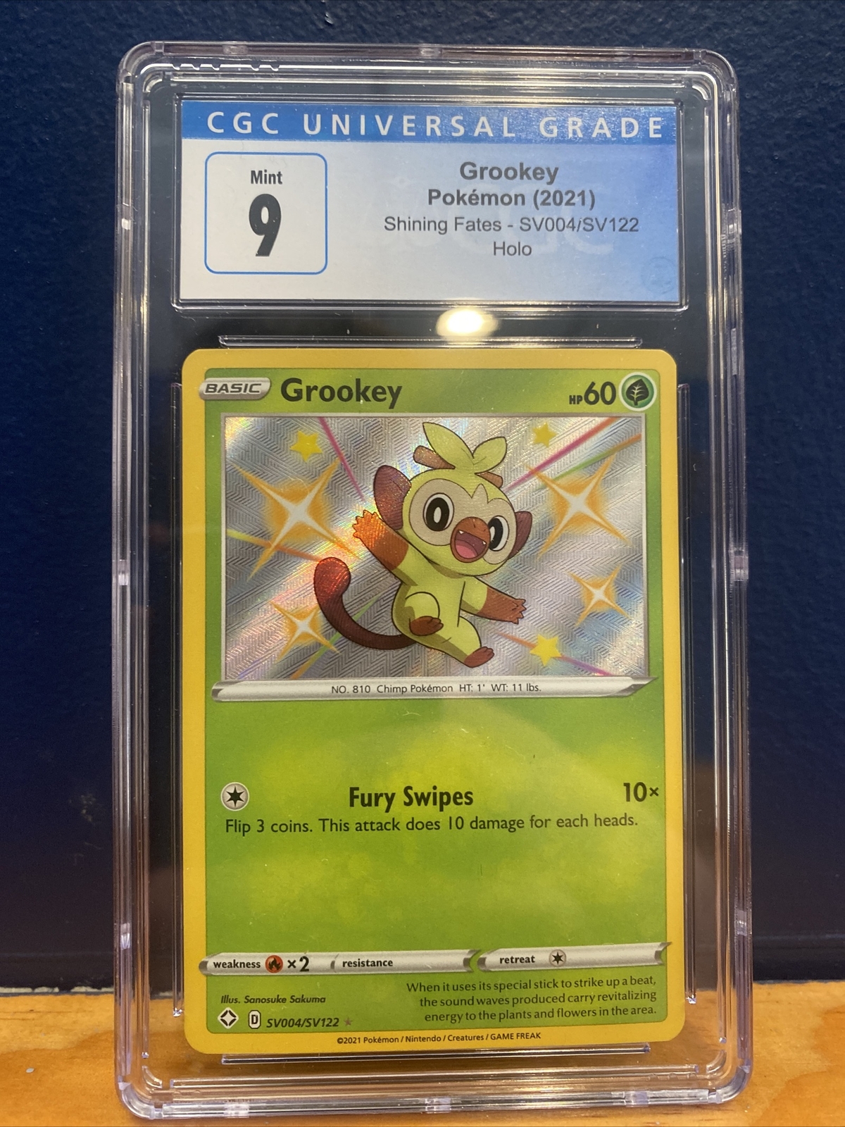 CGC 9 Pokémon TCG Grookey Shining Fates SV004/SV122 Holo Shiny Holo ...