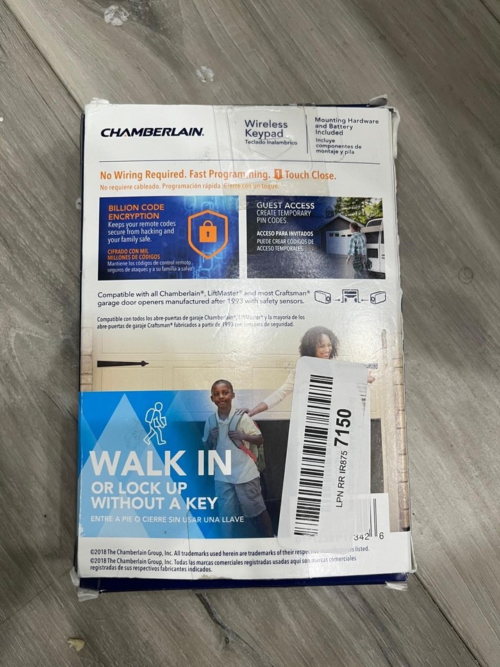 chamberlain 940ev-p2 wireless key pad garage door opener #3426 - used ...