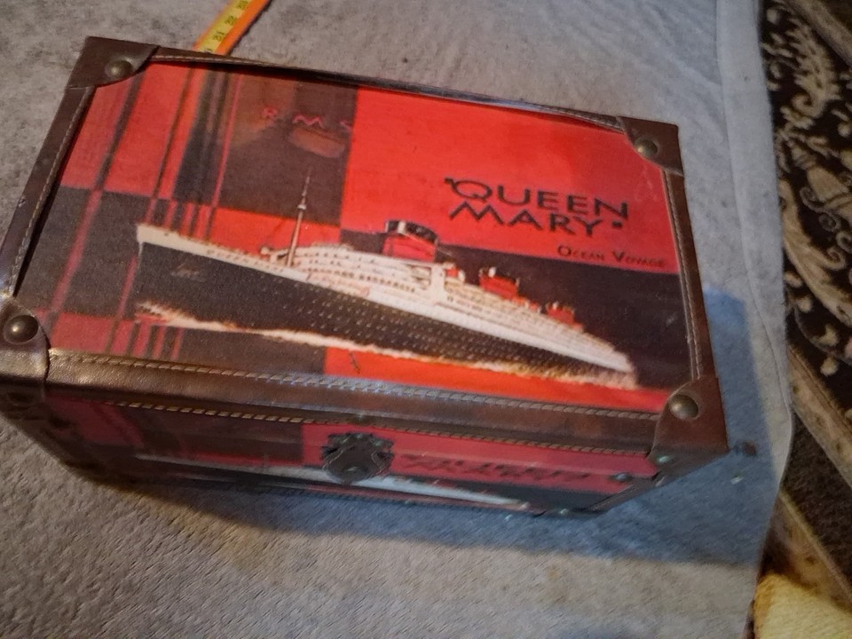 R M S Queen Mary Storage Box Wood Leather 14 X 8 X 8 Inches | eBay