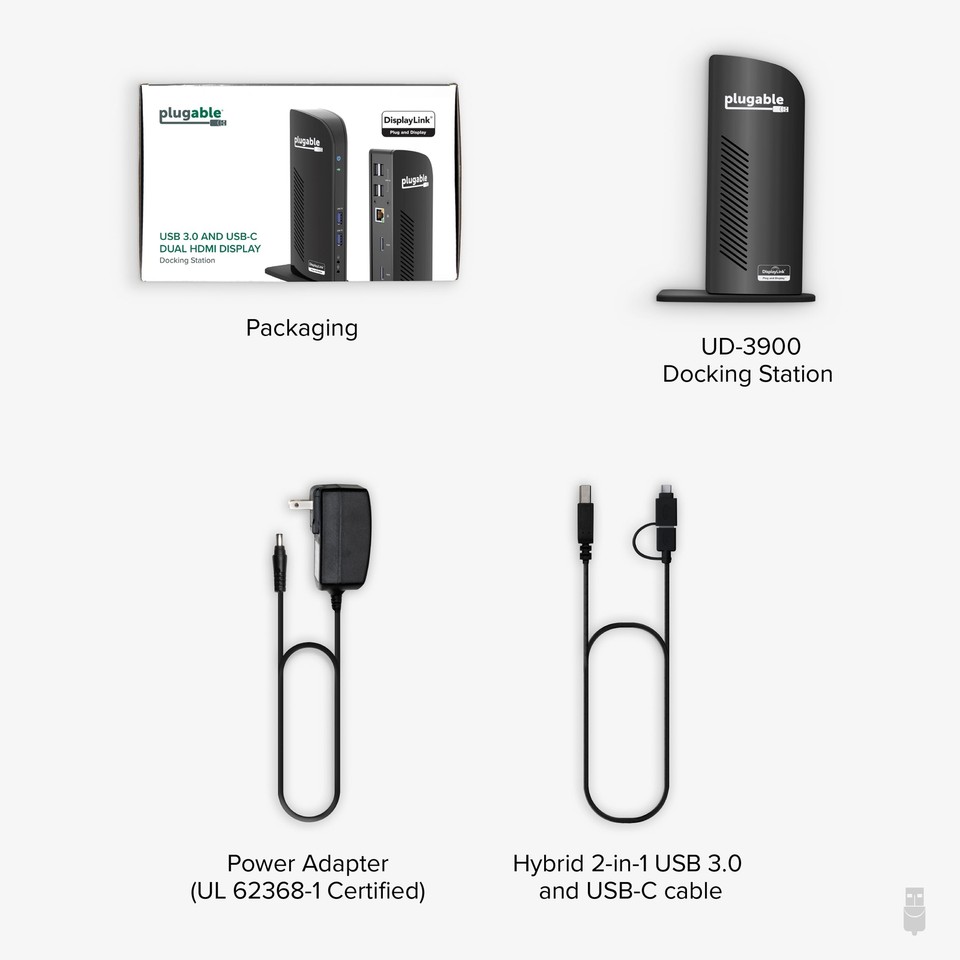 Plugable Universal Laptop Docking Station Dual HDMI Monitor Windows (UD ...