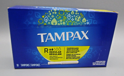 TAMPAX~10 Count Regular Absorbency Cardboard Applicator Unscented ...