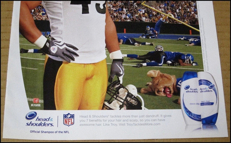 2010 Troy Polamalu Head & Shoulders Print Ad Advertisement Pittsburgh ...