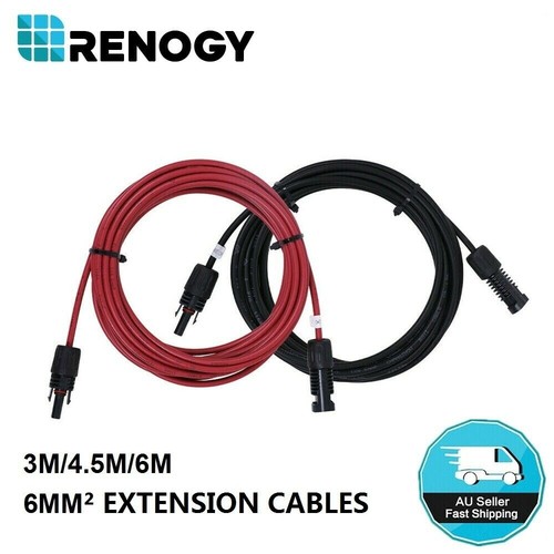 1 Pair Renogy 3m/4.5m/6m 4mm²/6mm² Solar Panel Extension Cable w/ M&F ...