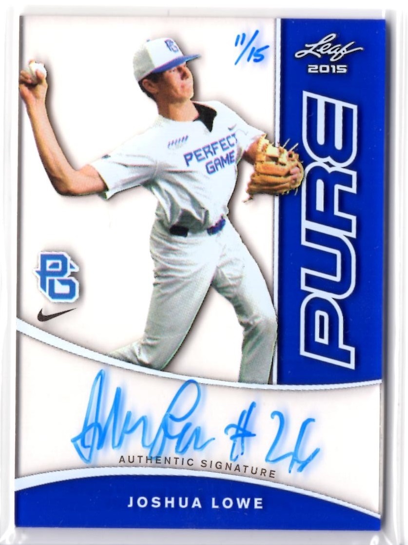 2015 JOSHUA LOWE Leaf Perfect Game BLUE PURE AUTO Autograph Prospect RC ...