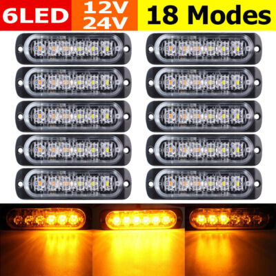 20X 18W Amber 6 LED Strobe Lights Car Emergency Flashing Warning Beacon 12V-24V | eBay UK