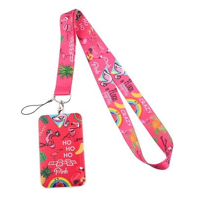 Flamingo Doctor Nurse Lanyard Keychain ID Credit Card Cover Pass Badge ...