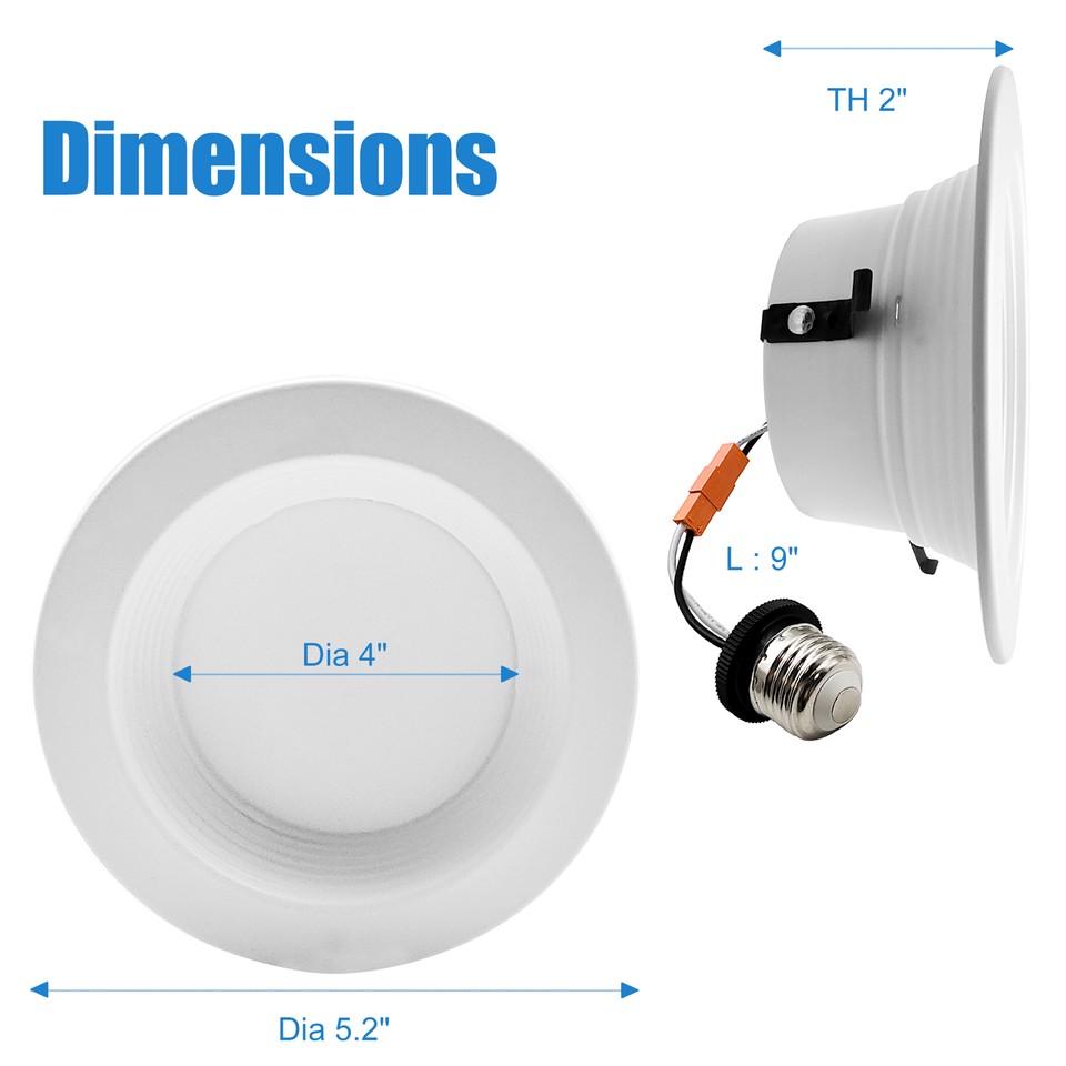 6/12 Pack 4'' Inch LED Can Light Housing 3000K Construction Recessed ...