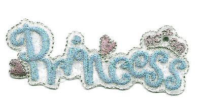 "PRINCESS" Turquoise Blue Text Embroidered Iron On Applique Patch | eBay