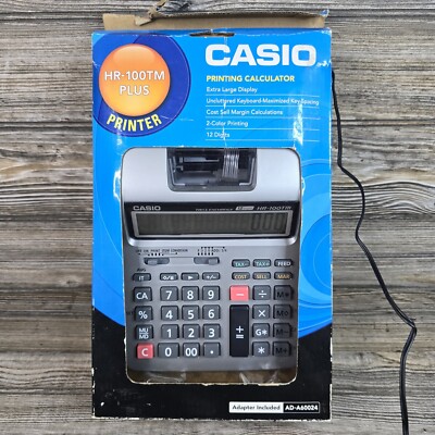Casio HR-100TM Plus Desktop Printing Calculator Extra Large Display NO ...