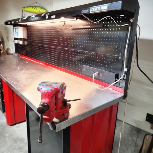 Craftsman 8' Mechanics Workbench, Backboard/Light, 5 Drawers, Cabinet ...
