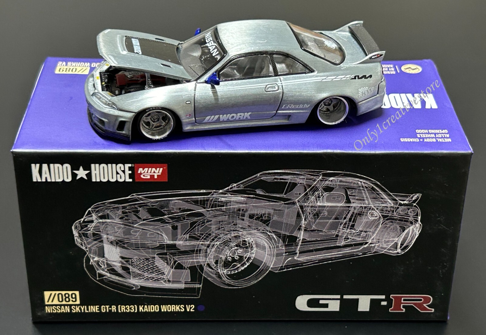 Mini GT Kaido House Nissan Skyline GT-R R33 Kaido Works V2 1:64 KHMG089 ...