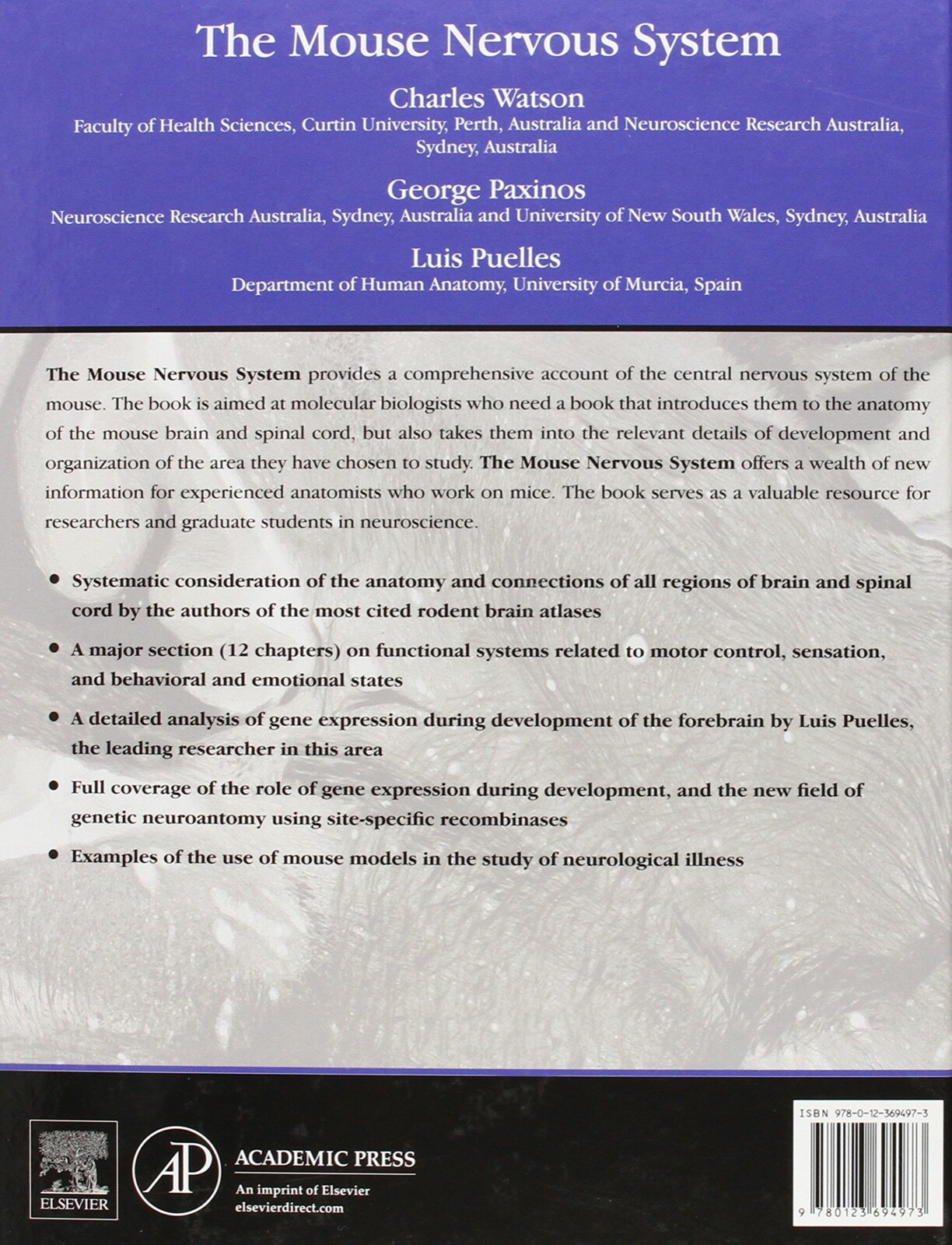 The Mouse Nervous System by Charles Watson Molecular Biology Large ...